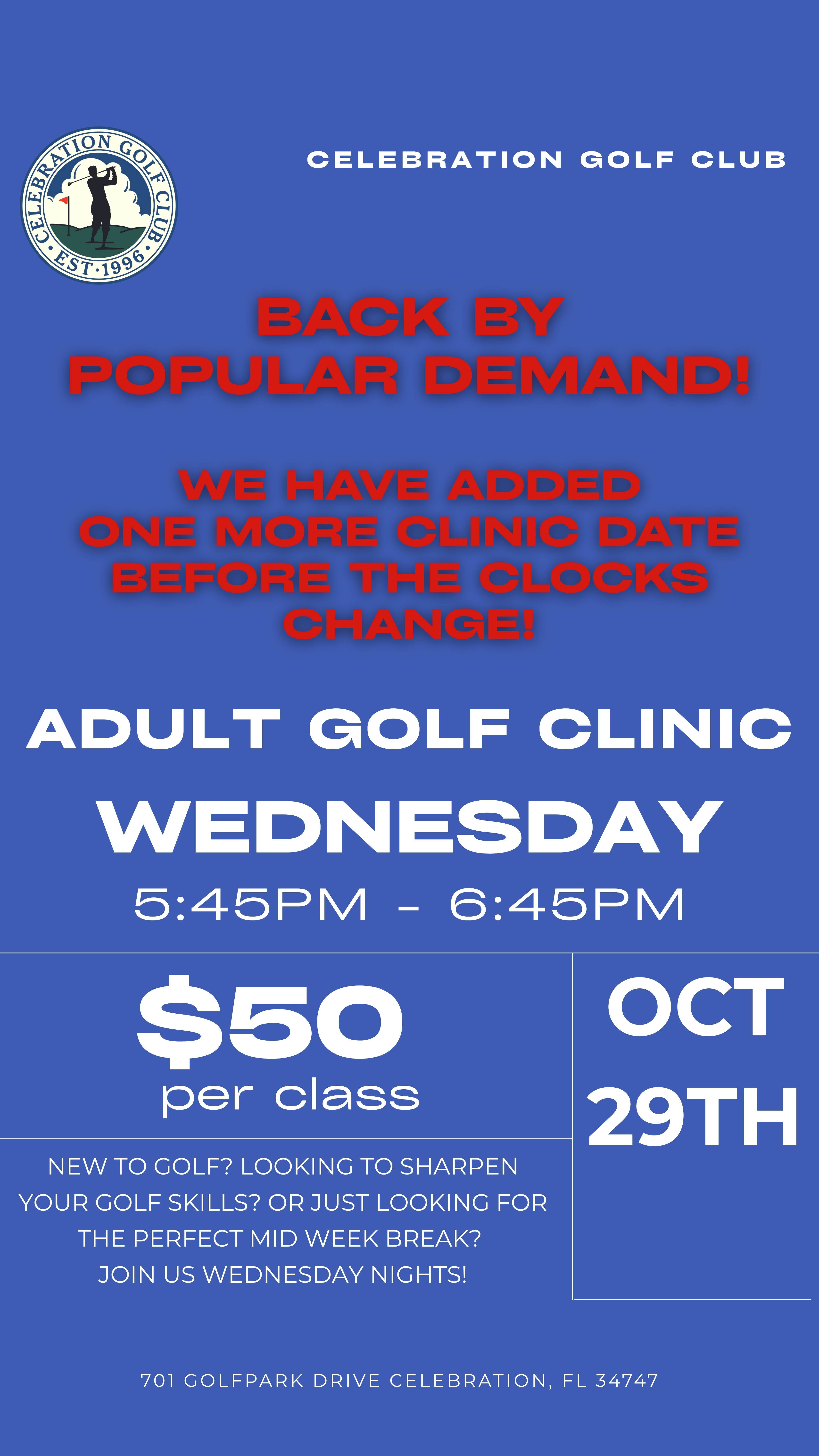 Weekly Adult Golf Clinic - Celebration Golf Club