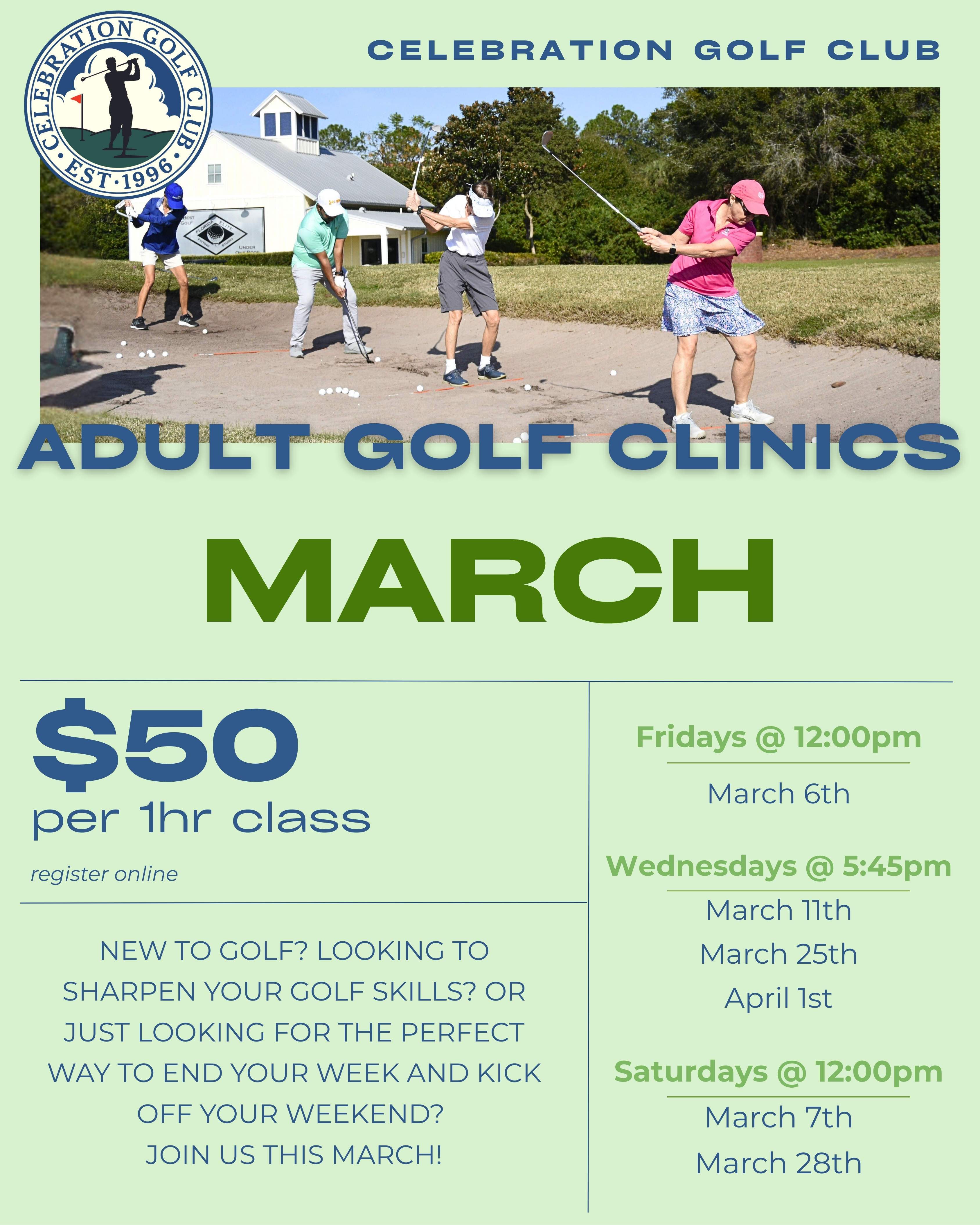 Weekly Adult Golf Clinic - Celebration Golf Club